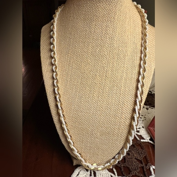 Trifari | Jewelry | Trifari Twists Gold Textured Link And White Seed ...